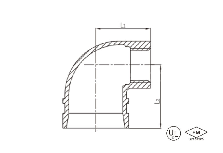 Grooved 90° reducing elbow with female threaded outlet - Allland Steel ...